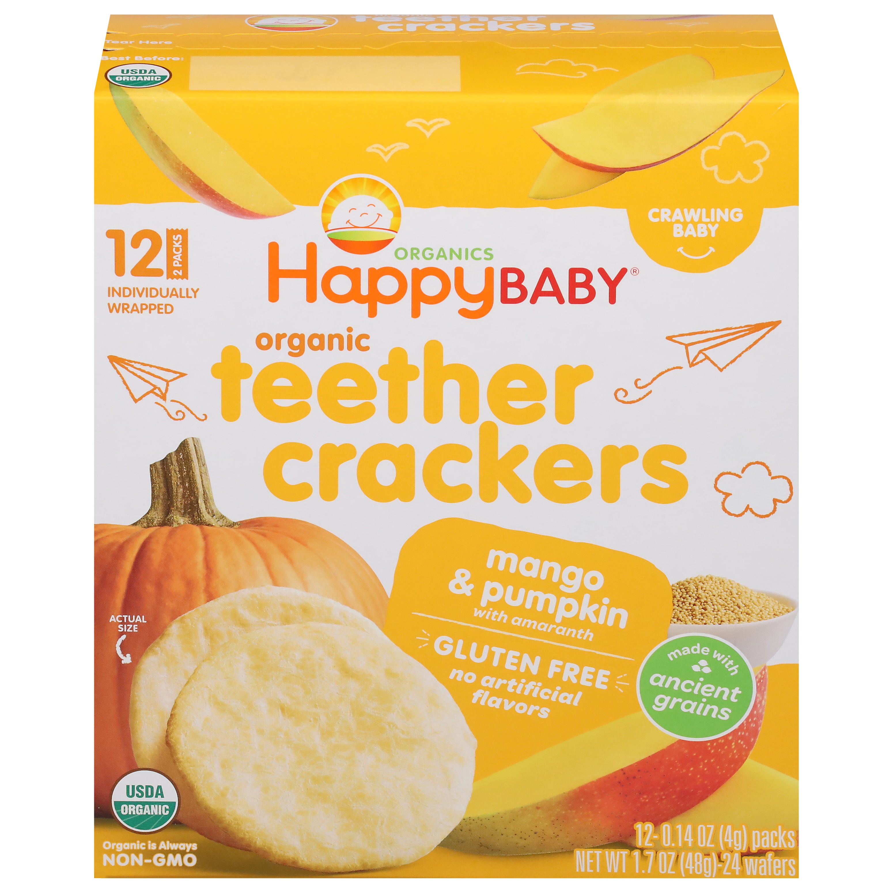 HappyBaby Organics Organic Mango & Pumpkin Teether Crackers 12 - 0.14 ...
