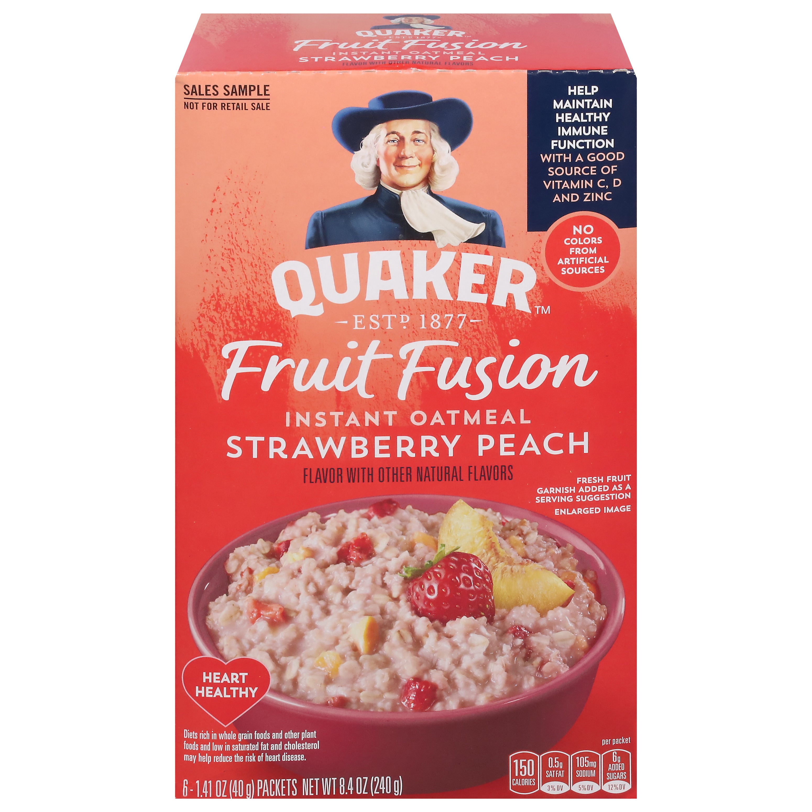 Quaker Fruit Fusion Instant Oatmeal Strawberry Peach - 8.4 OZ 6 Pack ...