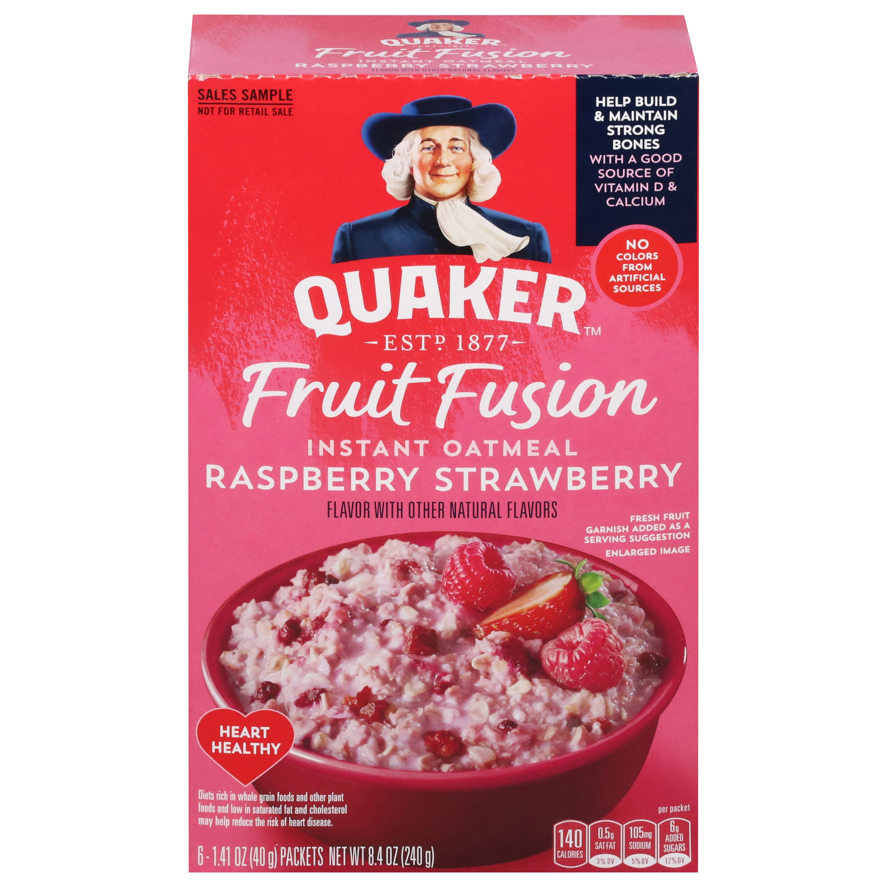 Quaker Fruit Fusion Instant Oatmeal Raspberry Strawberry - 8.4 OZ 6 Pa ...