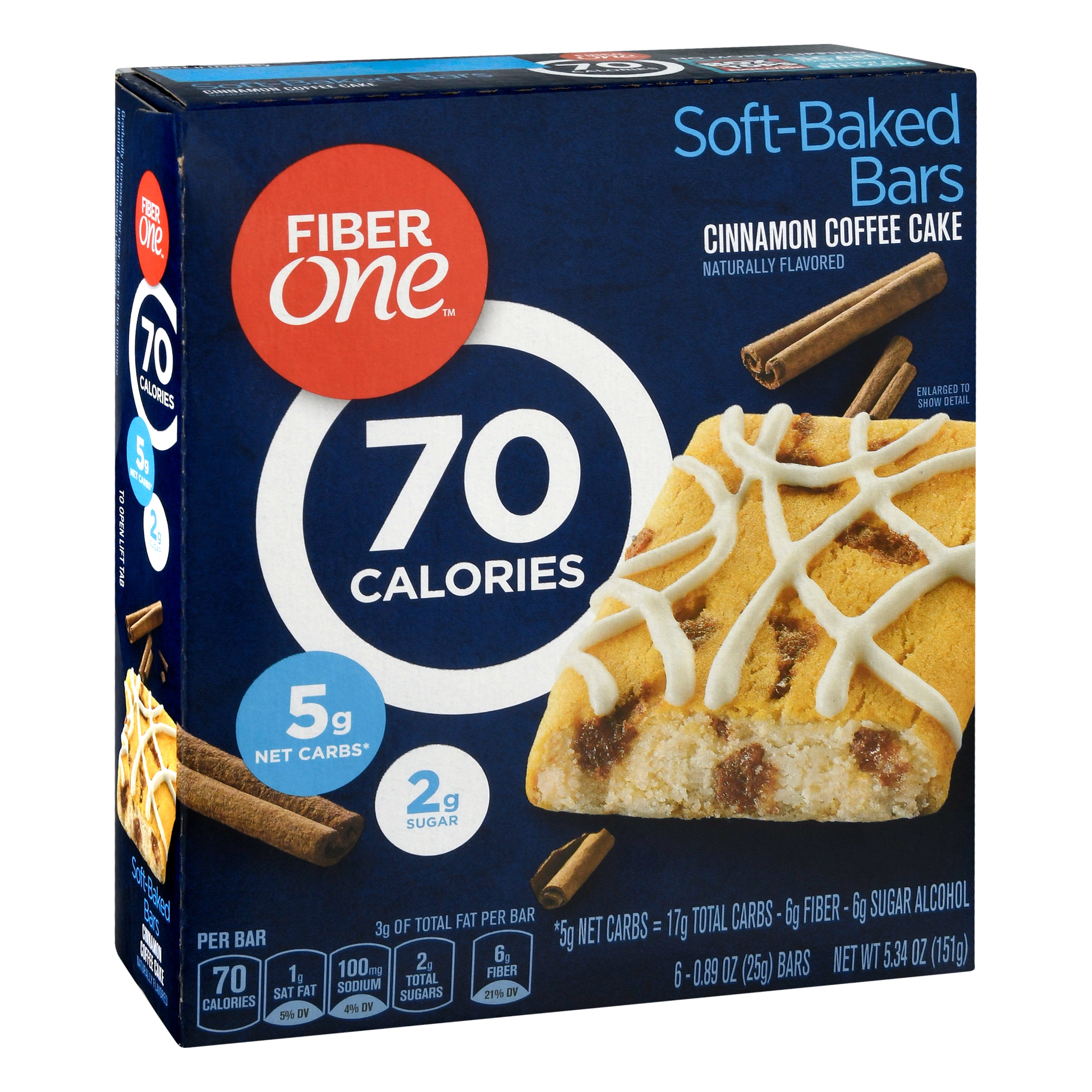 Fiber One Soft-Baked Cinnamon Coffee Cake Bars 6 - 0.89 oz Bars - 8 Pa ...