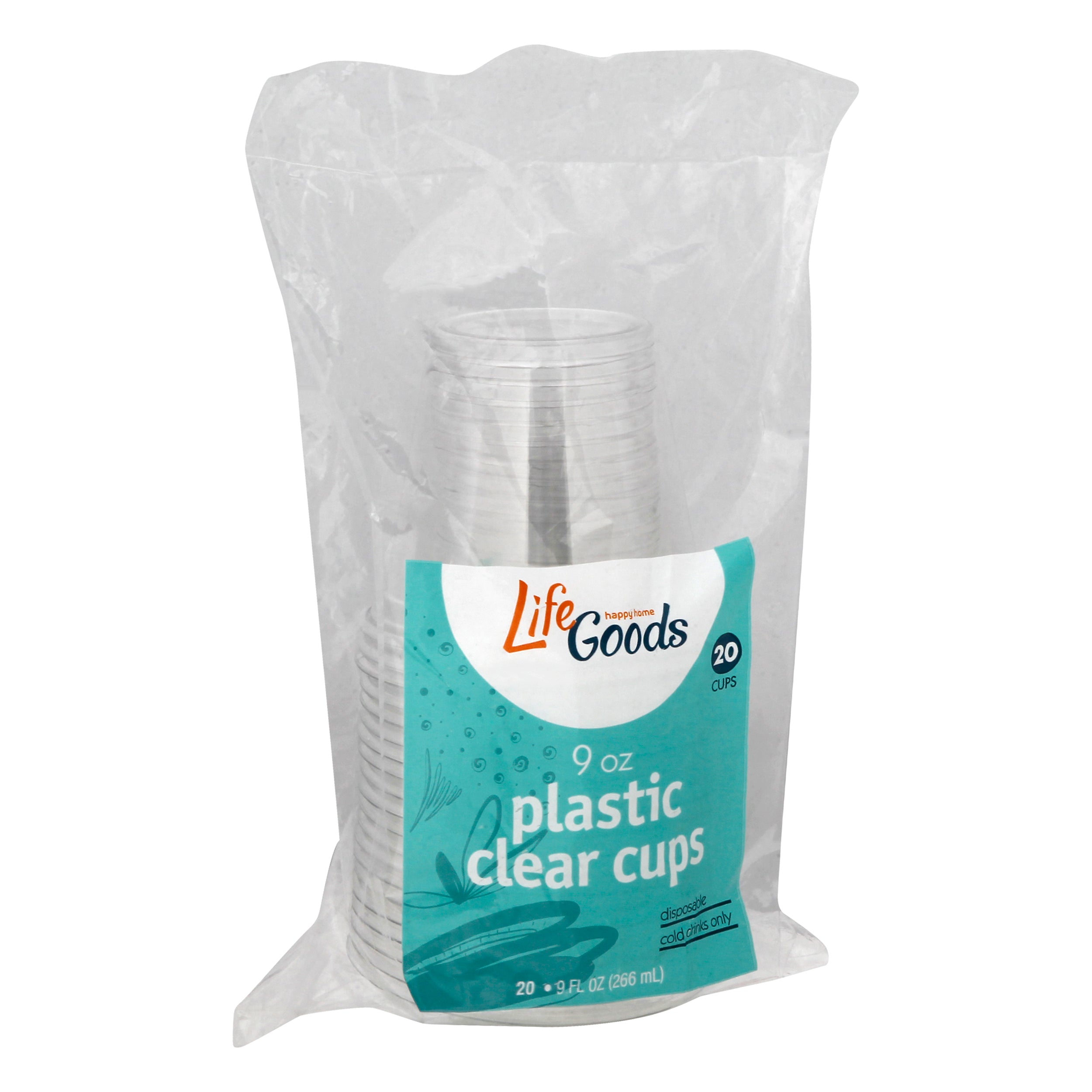 Life Goods 9 Ounce Clear Plastic Cups 20 ea - 20 CT 12 Pack ...