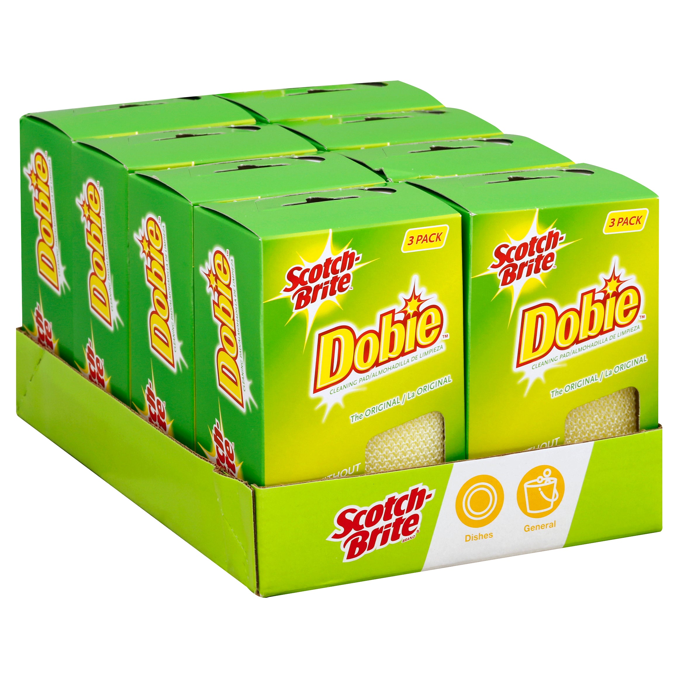 Scotch Brite Original 3 Pack Cleaning Pads 3 ea - 8 Pack – StockUpExpress