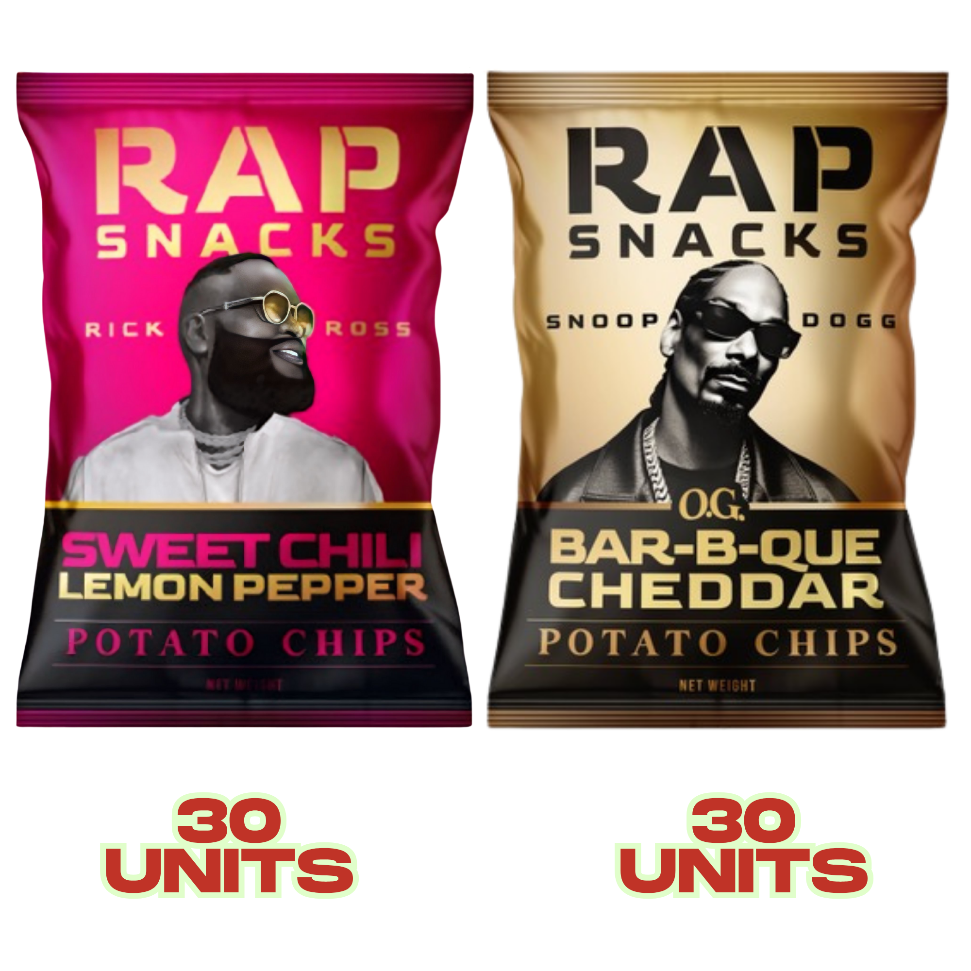 Rap Snacks Variety Box 3 (OG BBQ Cheddar Chips, Sweet Chili Lemon Pepp ...
