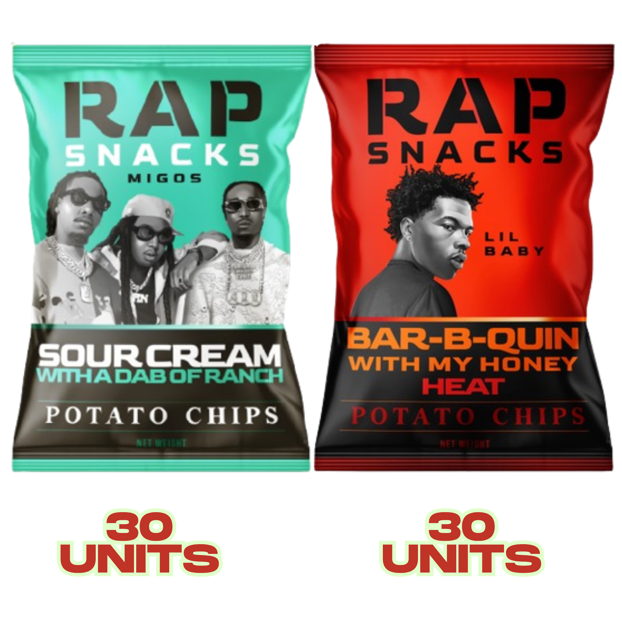 Rap Snacks Variety Box 4 (Sour Cream + Ranch, BBQ Honey Heat) Potato C ...