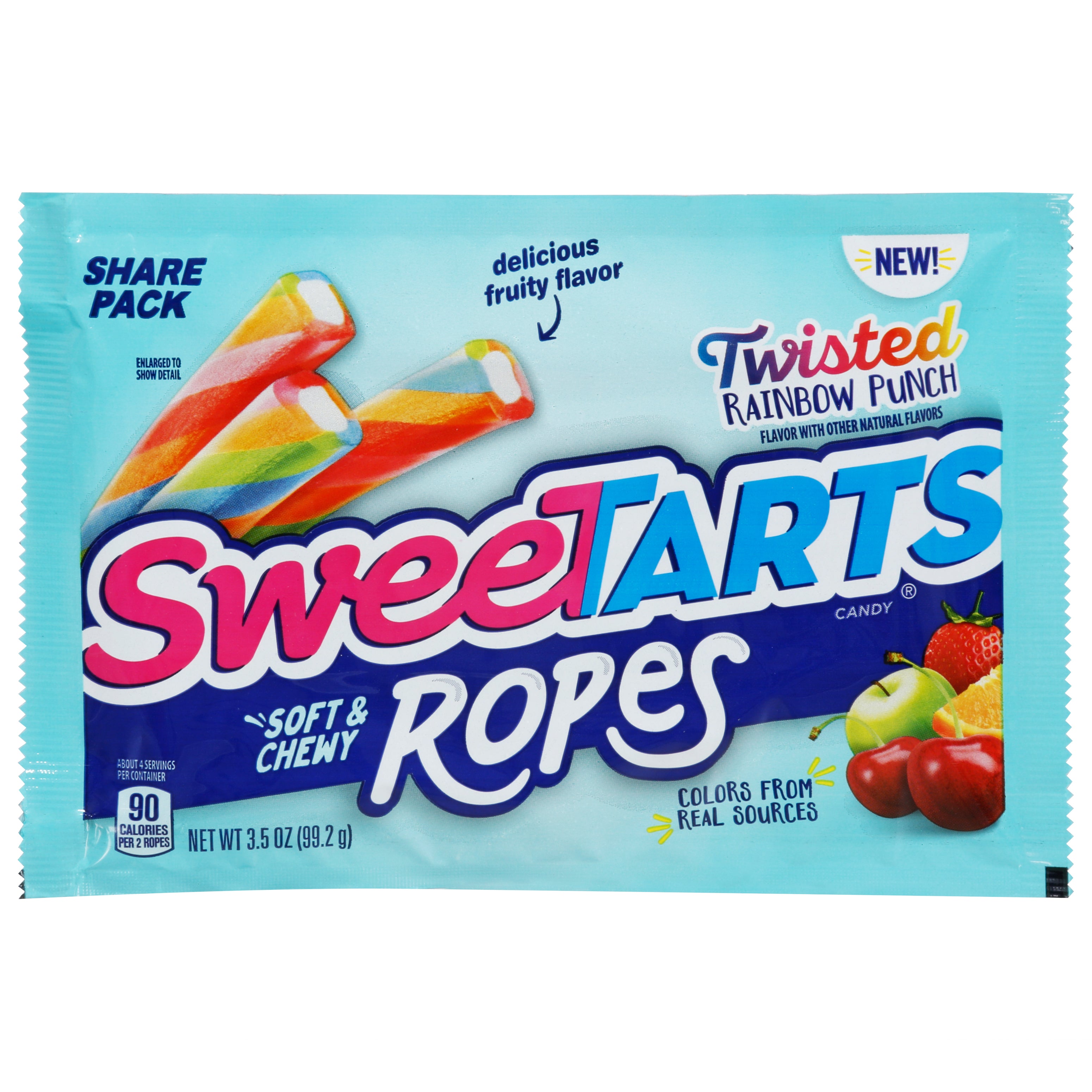 Sweetarts Twisted Rainbow Punch Ropes Share Pack 3.5 oz - 12 Pack ...
