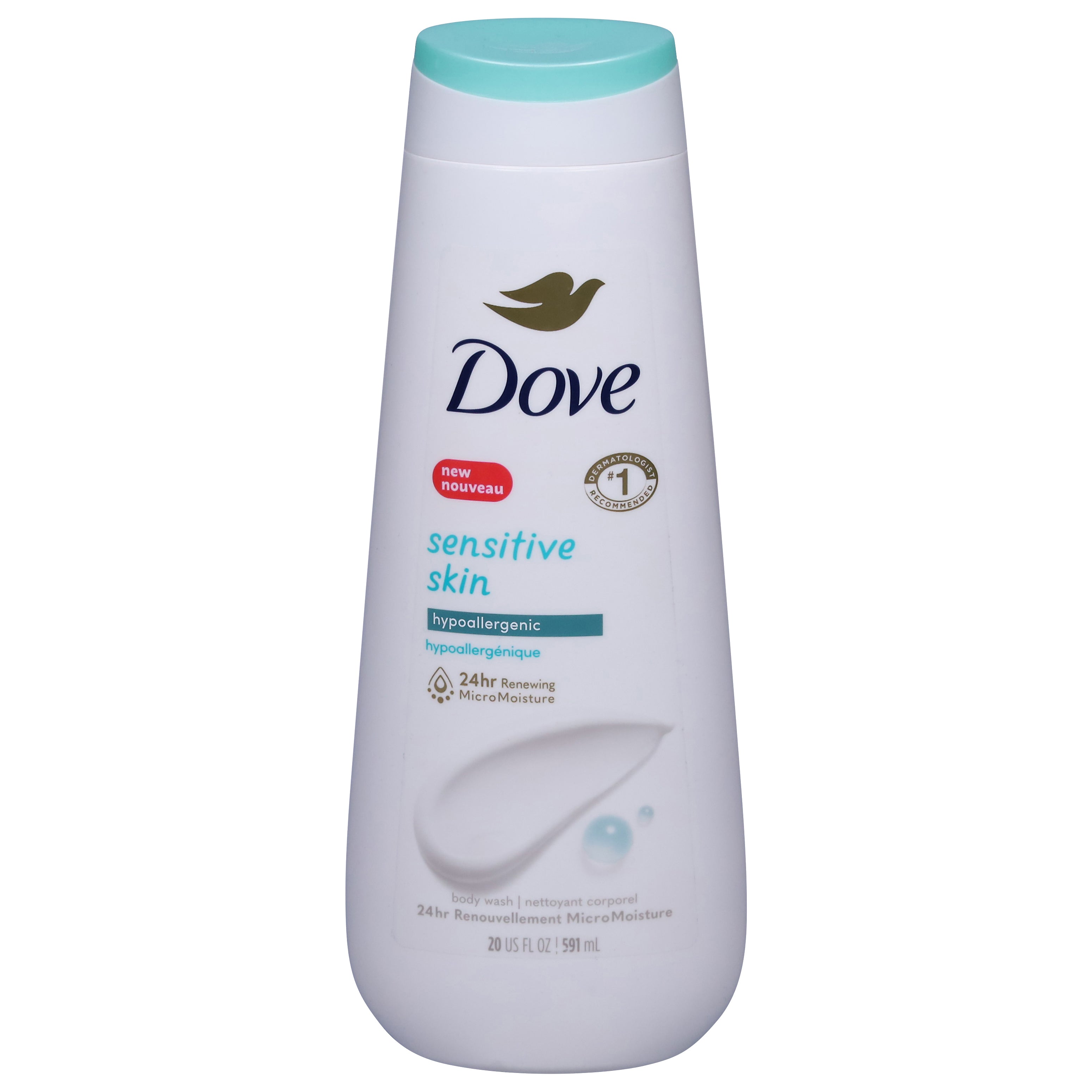 Dove Hypoallergenic Sensitive Skin Body Wash 20 fl oz - 4 Pack ...