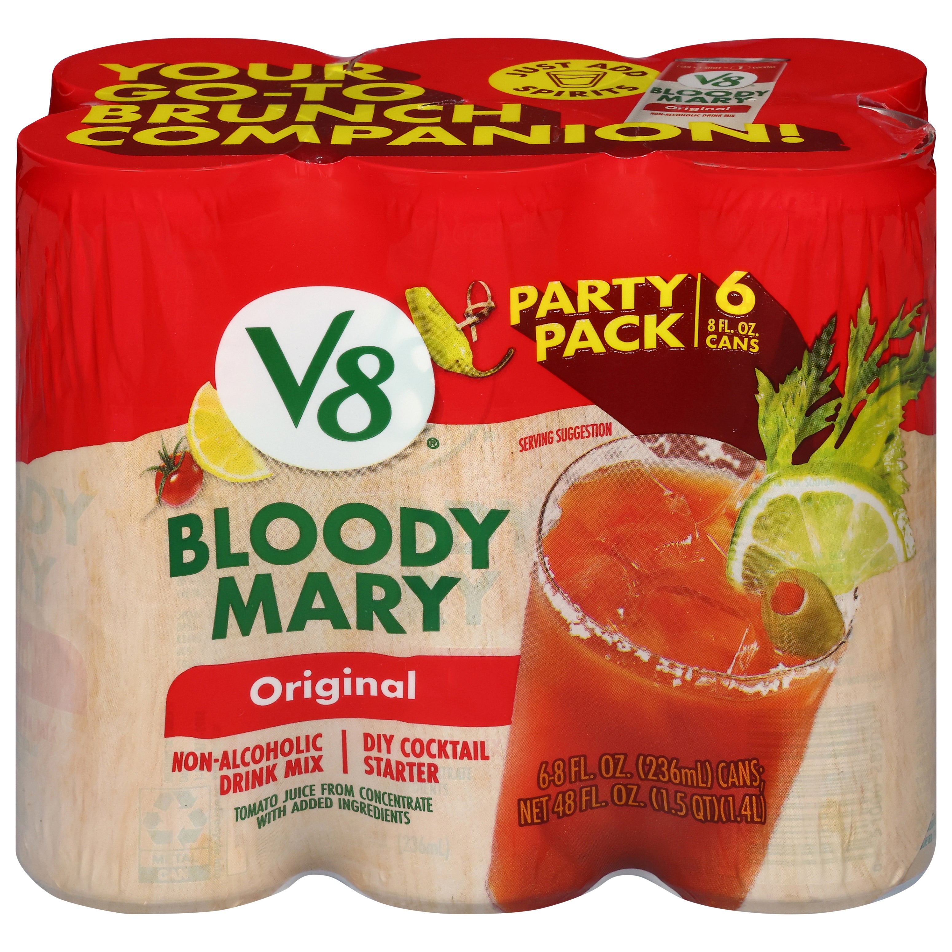 V8 Bloody Mary Non-Alcoholic Original Drink Mix Party Pack 6 - 8 fl oz ...