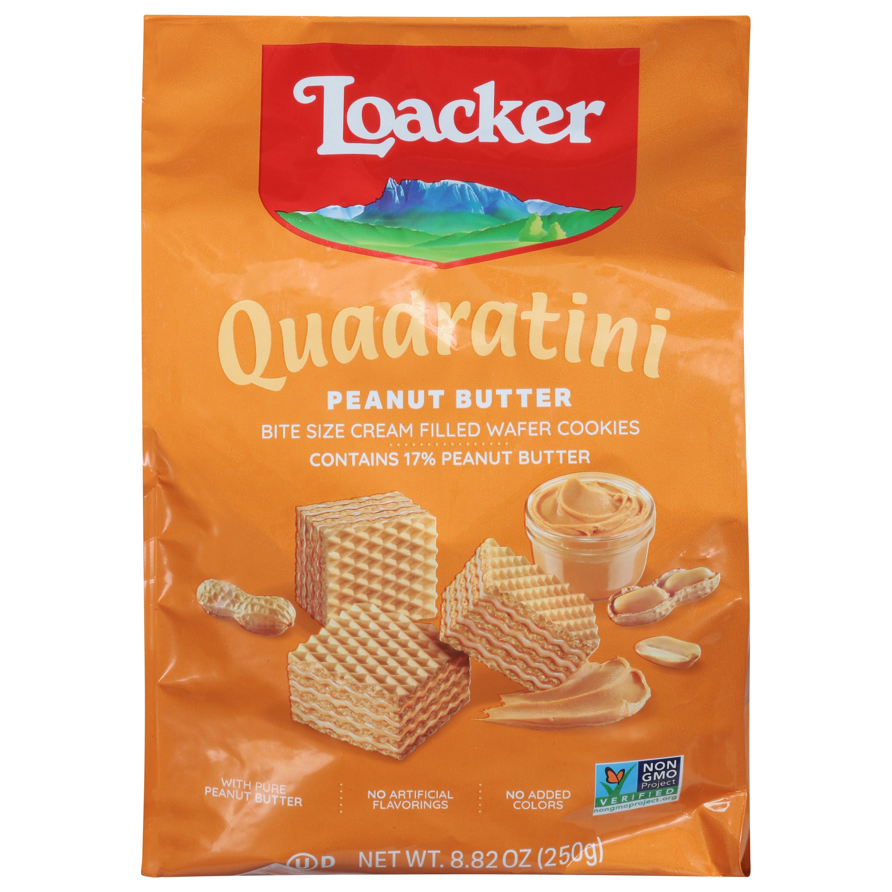 Loacker Quadratini Peanut Butter Wafer Cookies with Pure Peanut Butter ...