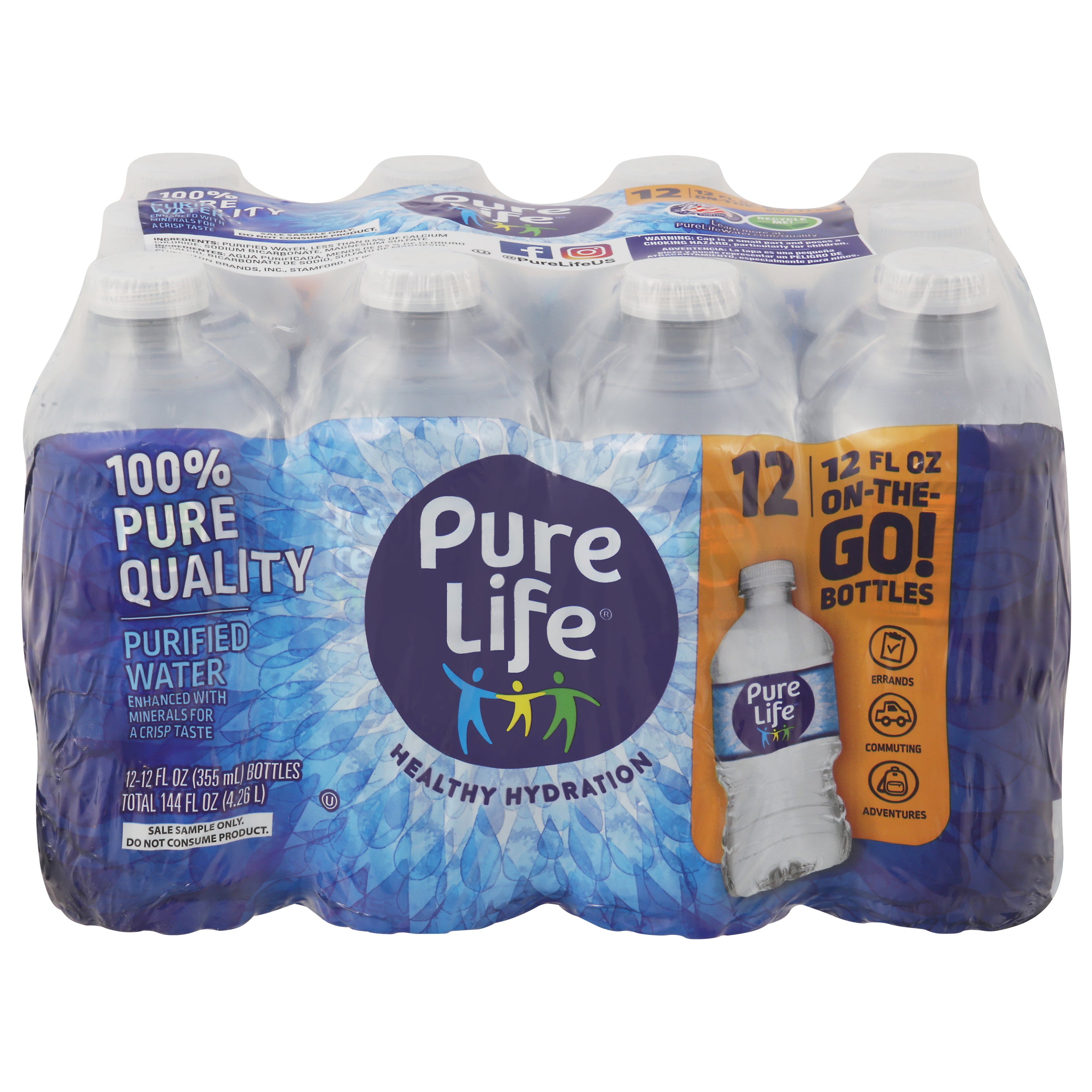 Pure Life Purified Water Bottle 12 - 12 fl oz Bottles - 2 Pack ...
