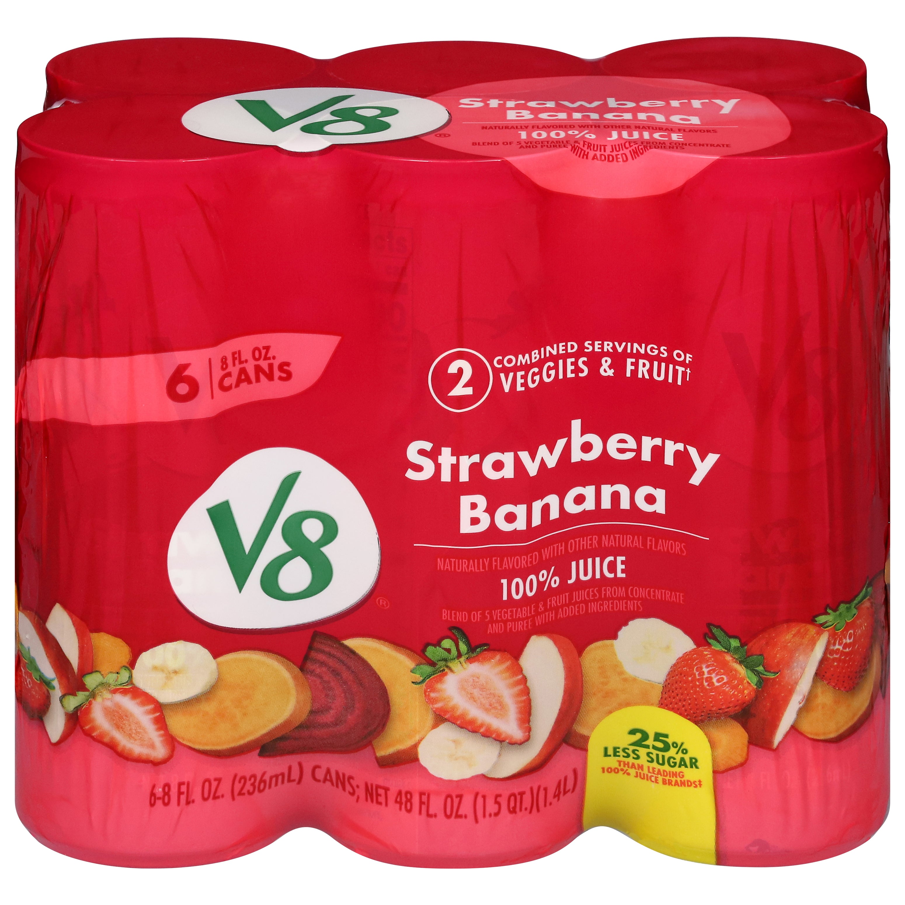 V8 Strawberry Banana 100% Juice 6 - 8 fl oz Cans - 4 Pack – StockUpExpress