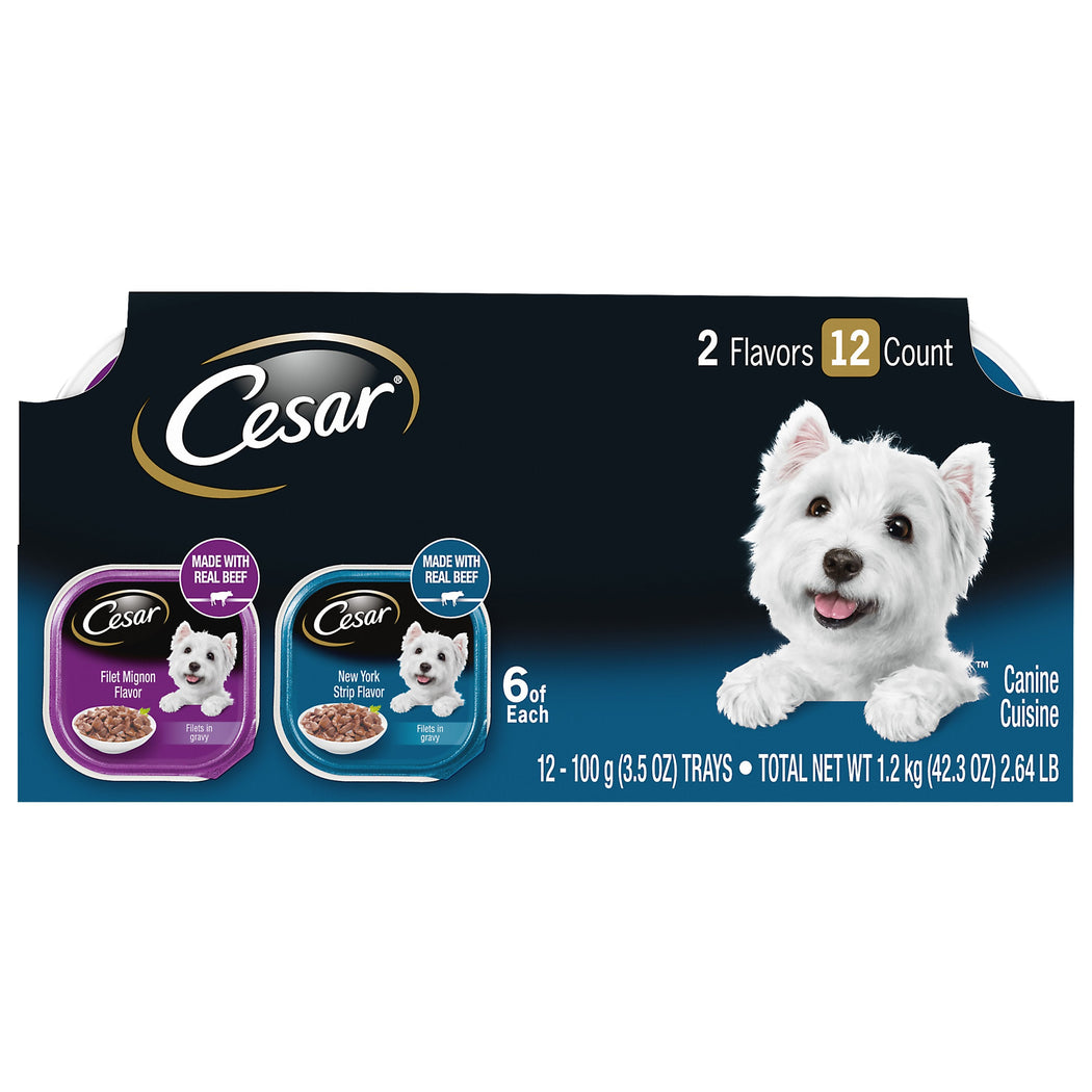 Cesar Filets New York Strip/Filet Mignon Variety Pack Dog Food - 42 OZ ...