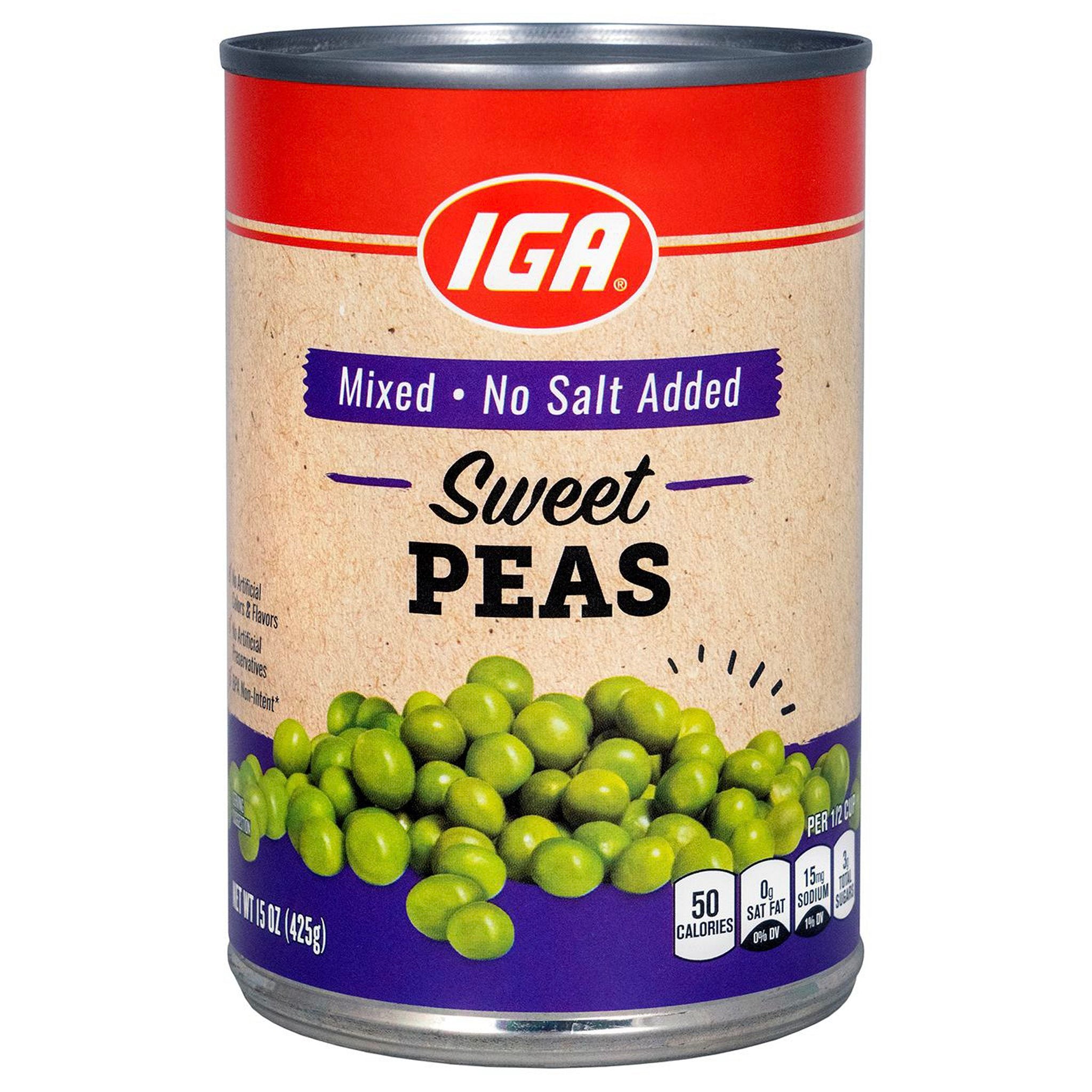 IGA Vegetables Mixed Sweet Peas No Salt - 15 OZ 24 Pack – StockUpExpress
