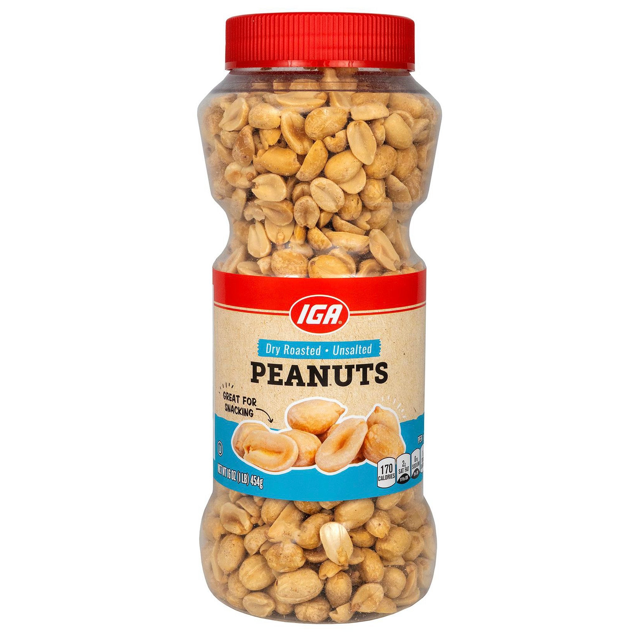 IGA Peanuts No Salt Dry Roasted - 16 OZ 12 Pack – StockUpExpress