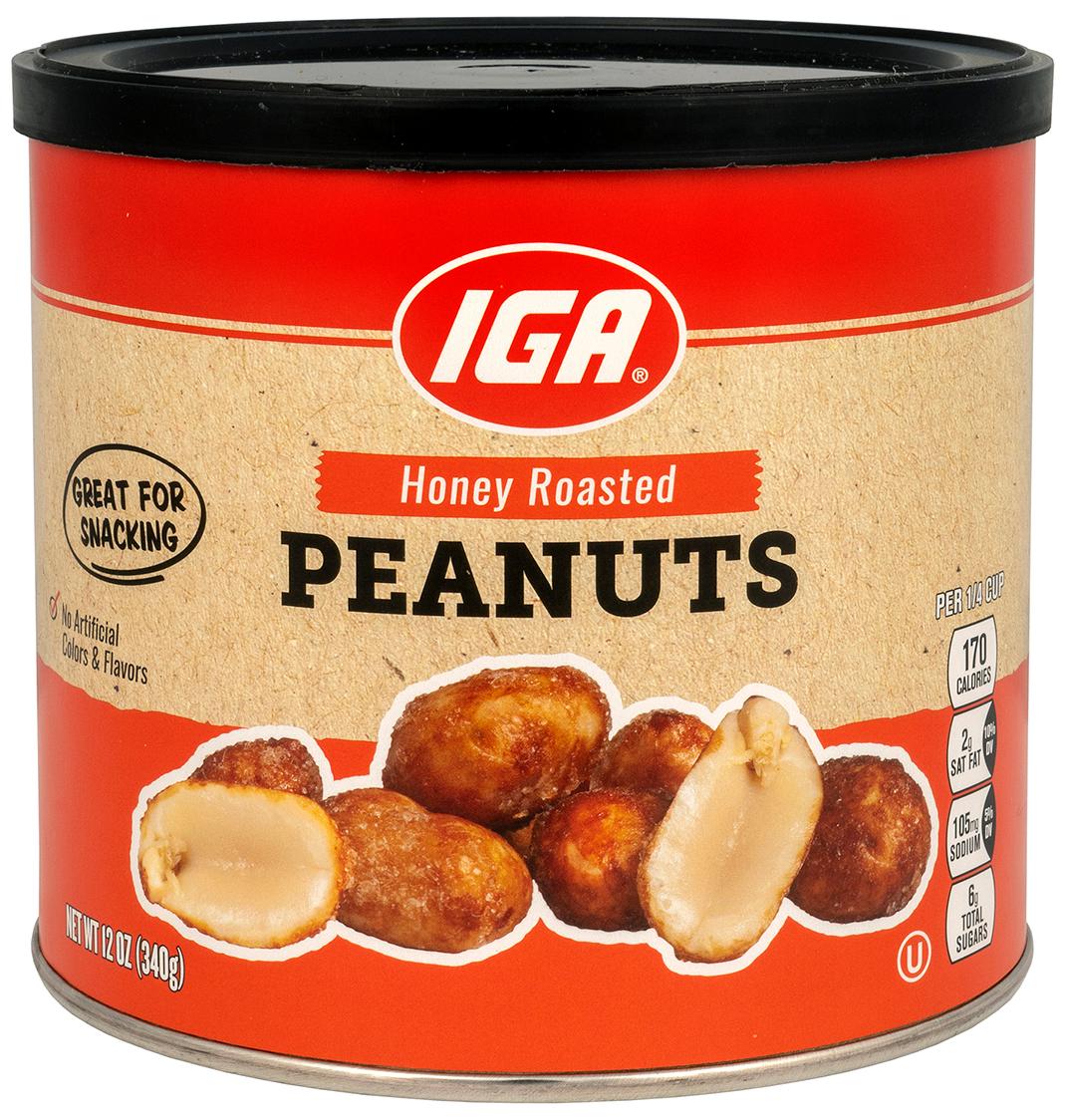 IGA Peanuts Honey Roasted - 12 OZ 12 Pack – StockUpExpress