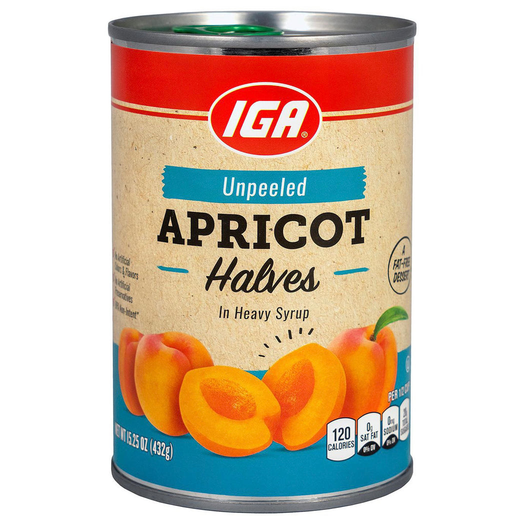 IGA Fruit Apricot Halves Unpeeled In Heavy Syrup - 15.25 OZ 24 Pack ...