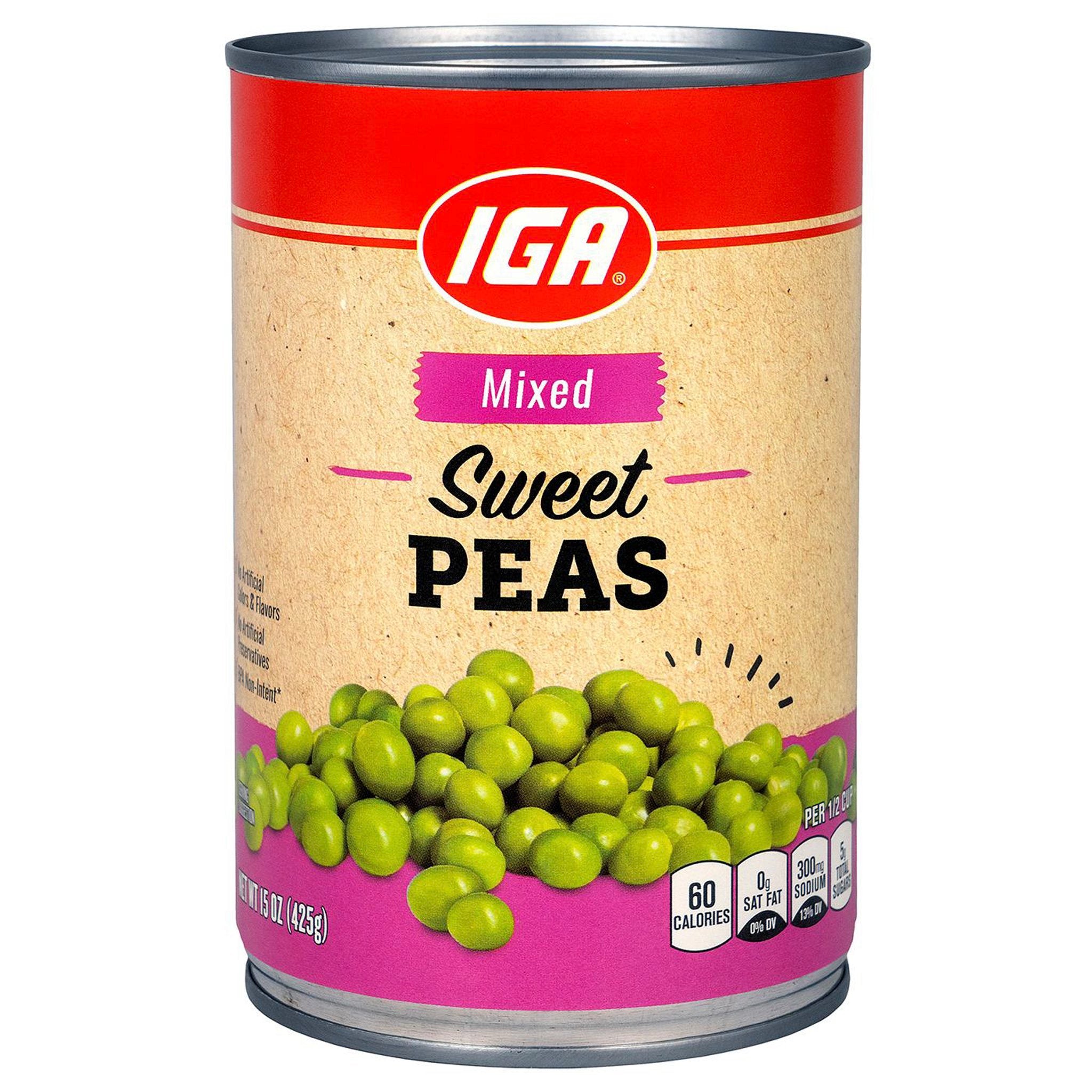 IGA Vegetable Mixed Size Sweet Peas - 15 OZ 24 Pack – StockUpExpress