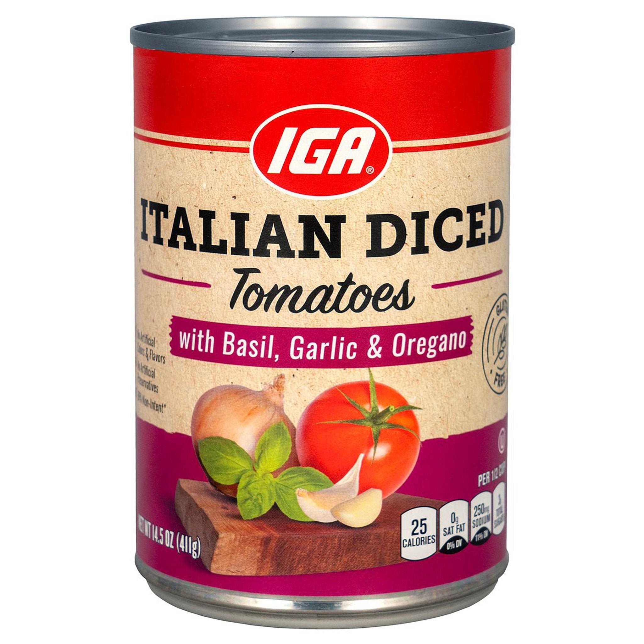 IGA Tomatoes Diced Italian Style - 14.5 OZ 24 Pack – StockUpExpress