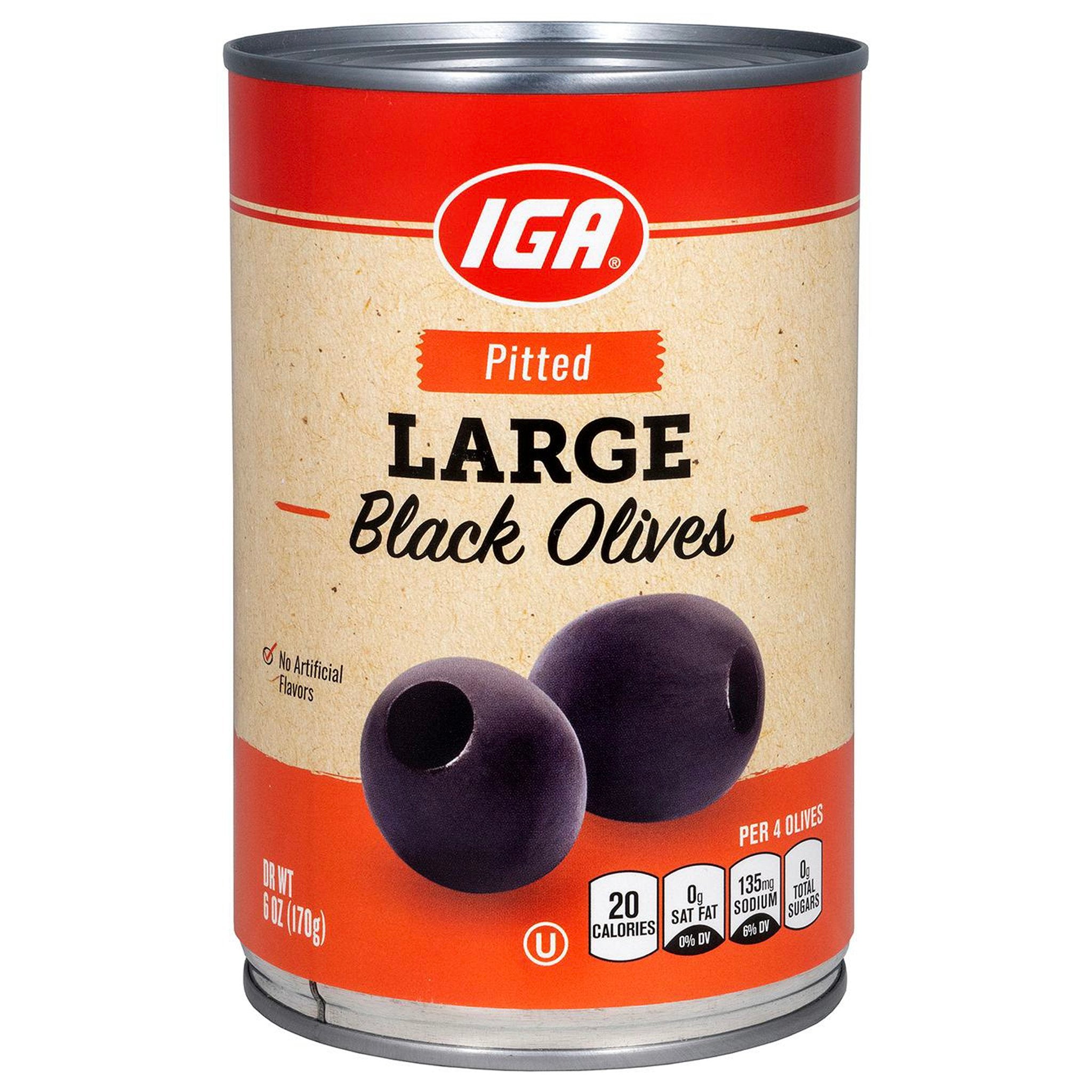 IGA Olives Large Pitted - 6 OZ 24 Pack – StockUpExpress