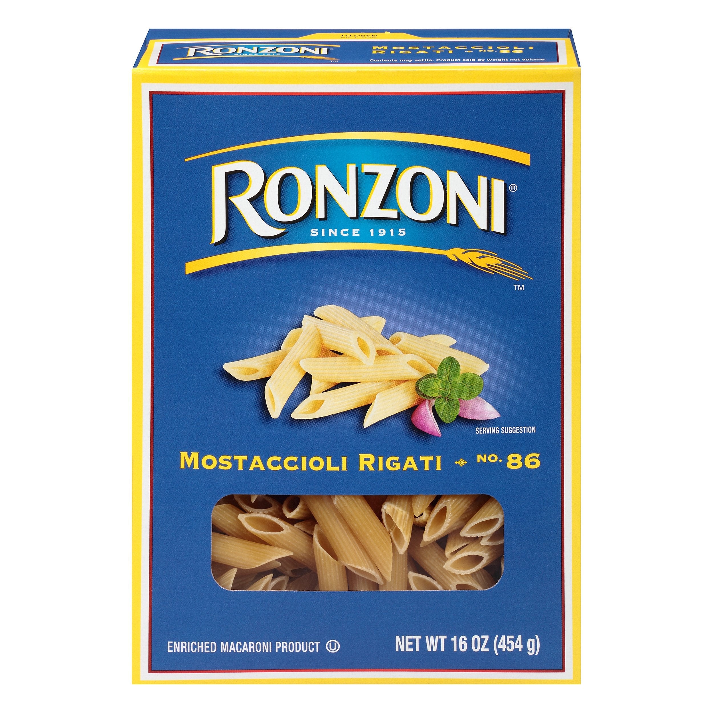 Ronzoni Mostaccioli Rigati Pasta - 16 OZ 12 Pack – StockUpExpress