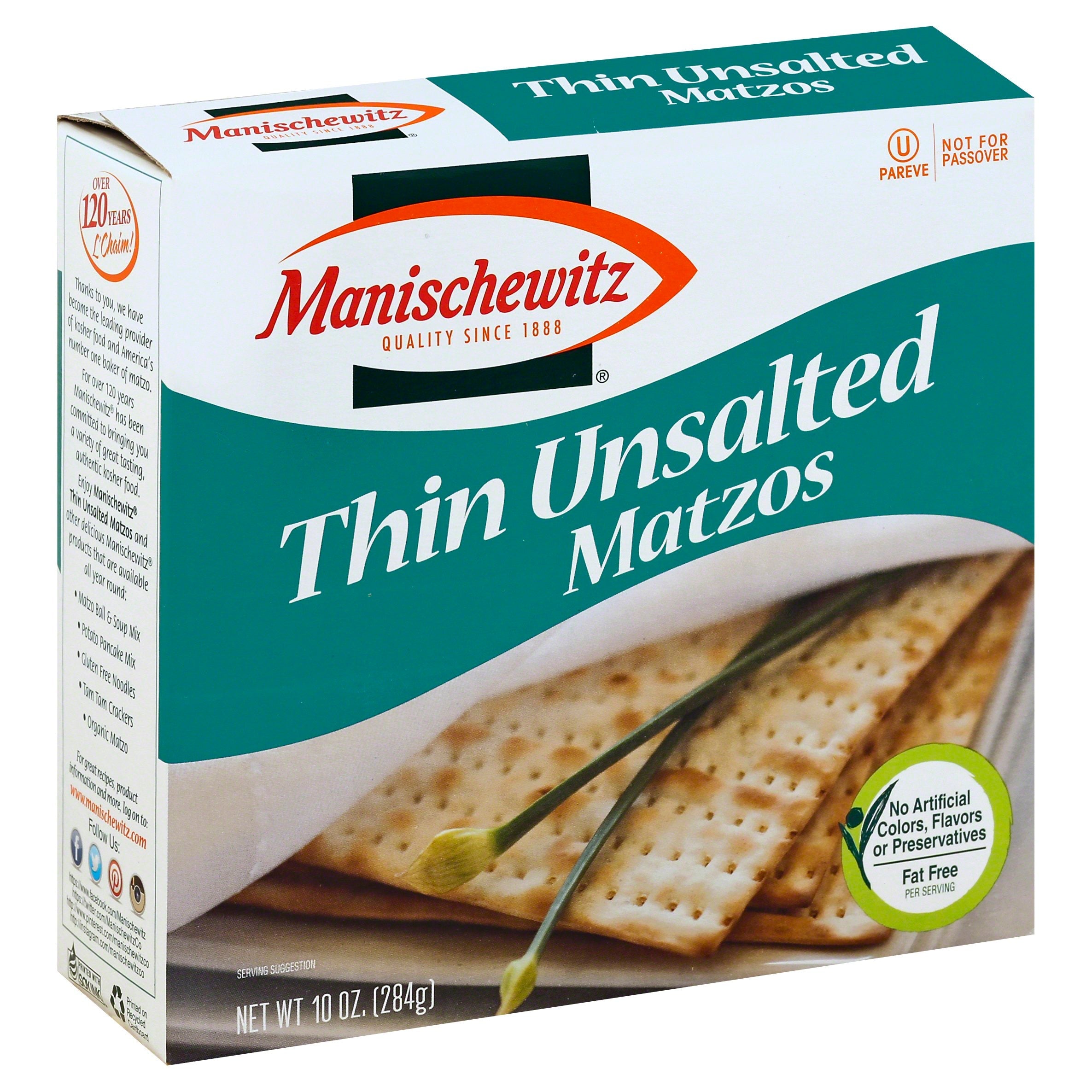 Manischewitz Unsalted Thin Matzo - 10 OZ 12 Pack – StockUpExpress